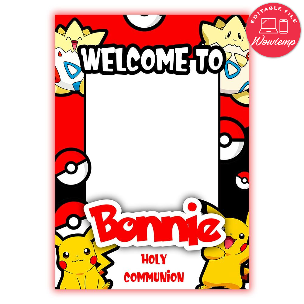 Pokemon Photo Booth Props Customizable Template Instant Dow | Wowtemp